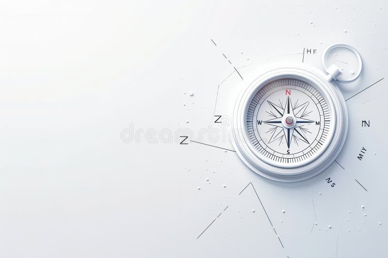 A Simple, Clean Image Featuring a White Compass with Black Markings on ...