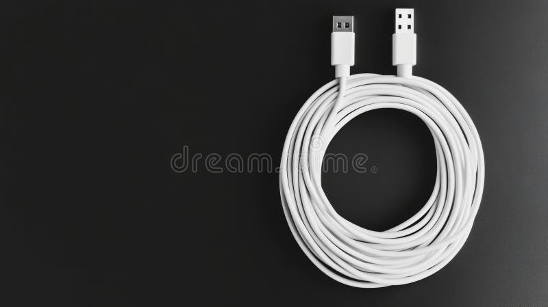 A Simple, Clean Image of Two White USB Connectors, Set Against a Black ...