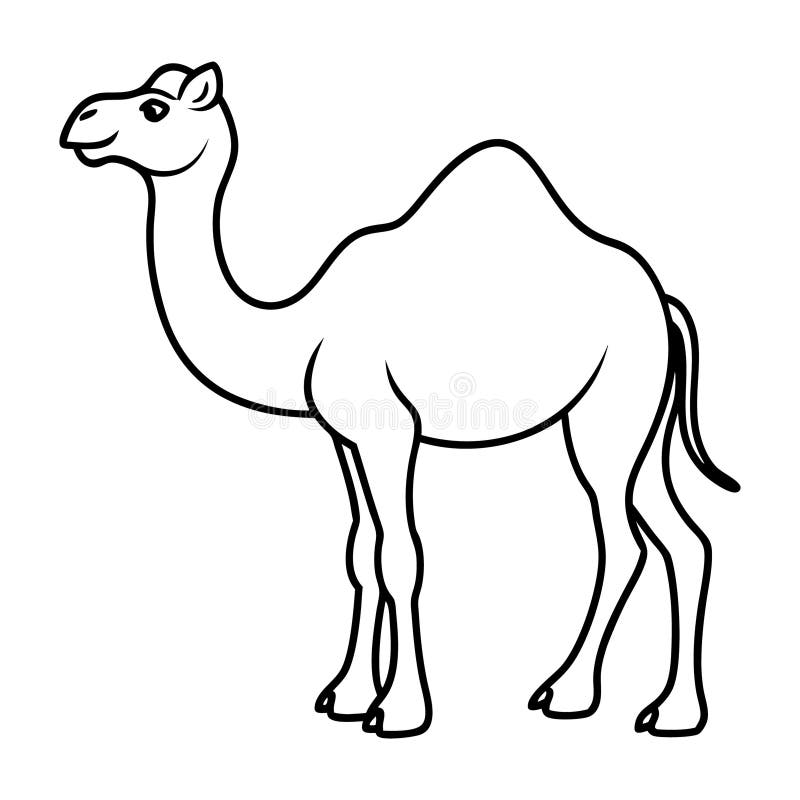 Simple Line Drawing of a Camel with One Hump, Perfect for Coloring ...