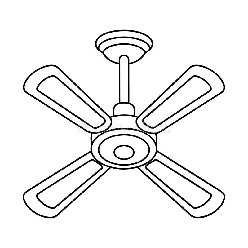 Line Art Illustration of a Ceiling Fan. Stock Vector - Illustration of ...
