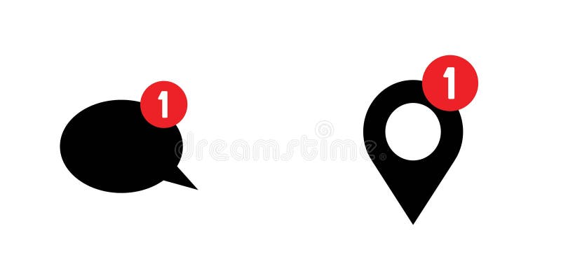 Simple and Clean Message and Pin Area Notification Icon Design Stock ...