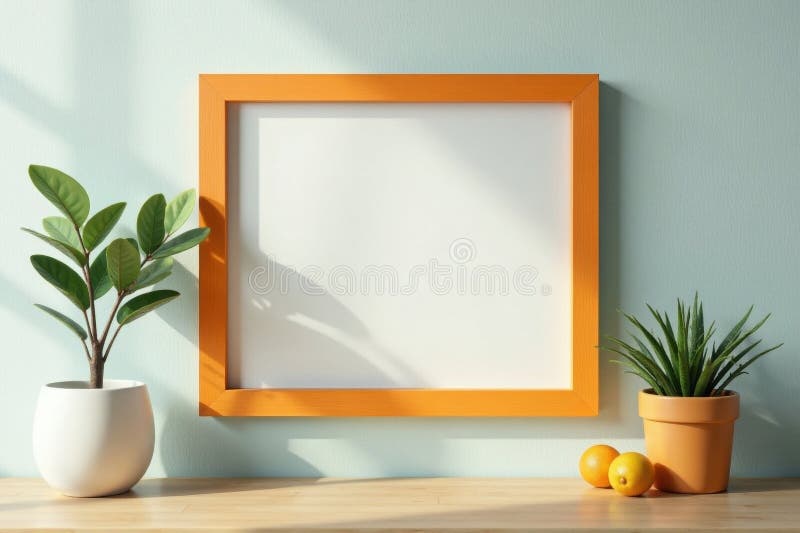 Simple Clean Orange Wooden Frame, Smooth Finish, Smooth, Border Stock ...