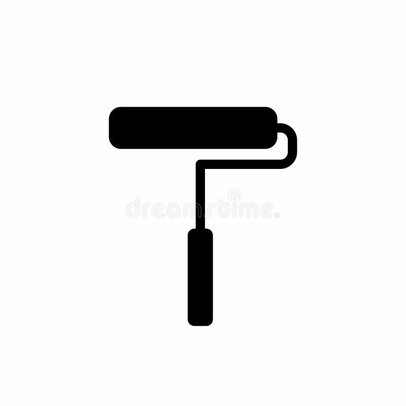 Simple and Clean Paint Roller Brush Silhouette Vector Icon Design Stock ...