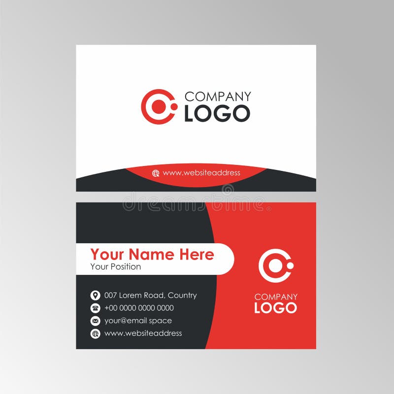 Simple Flat Red, Black, White Business Card Design Template Vector ...