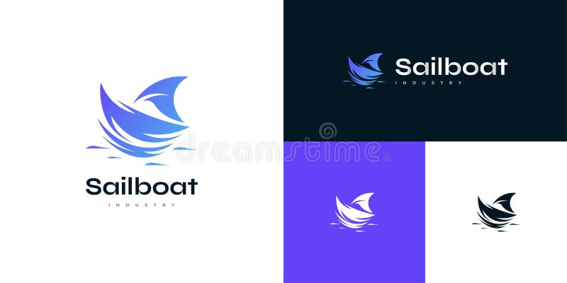Simple and Clean Sailboat Logo Design in Blue Gradient Stock Vector ...