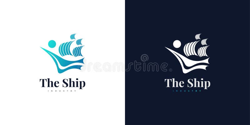 Simple and Clean Ship Logo Design in Blue and Green Gradient Style ...