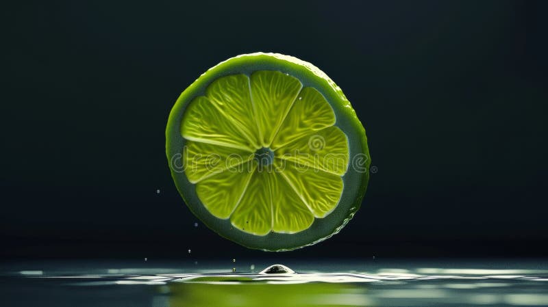 Simple and Clean Shot of a Spinning Slice of Lime Stock Illustration ...