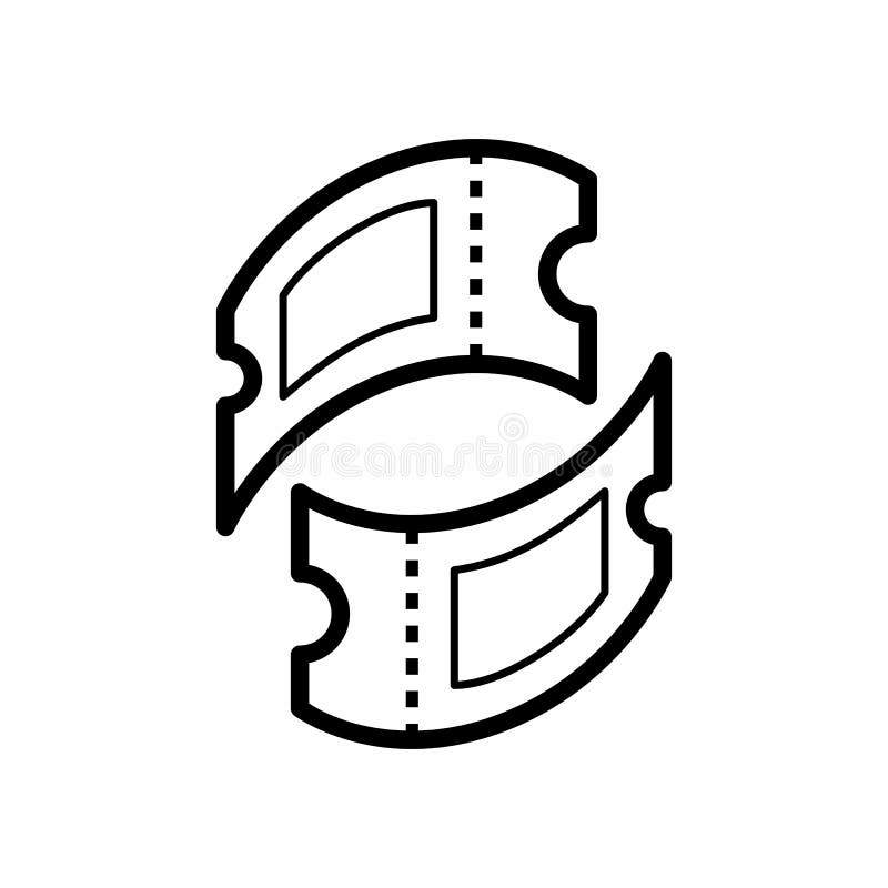 Two Tickets with Curved Perspective Angle Outline Vector Illustration ...