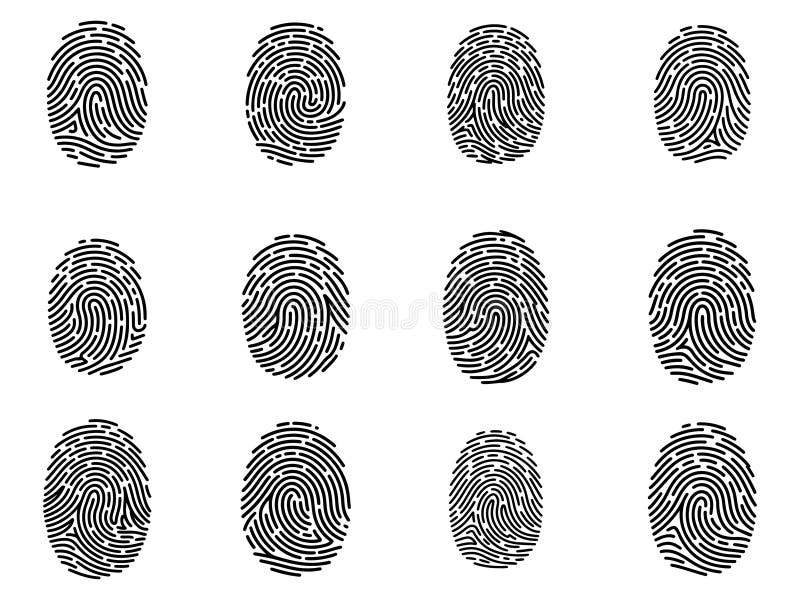 Vector Illustration of Multiple Fingerprint Patterns Icon Stock ...