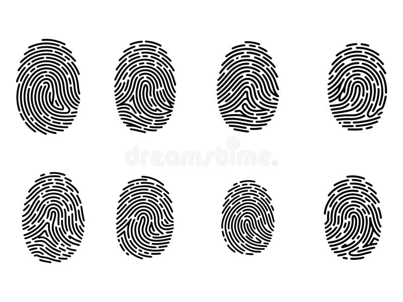 Vector Illustration of Multiple Fingerprint Patterns Icon Stock ...