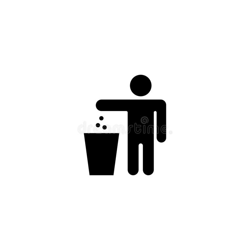 Simple and Clean Vector Icon of a Person Disposing Waste in a Bin Stock ...