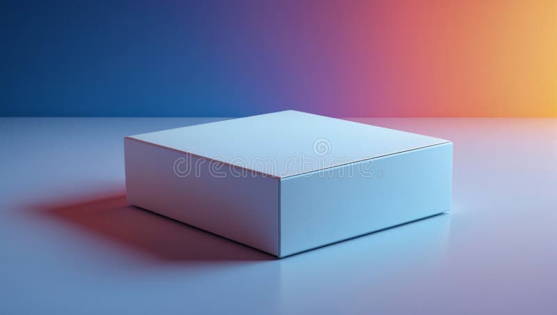 A Simple, Clean, White Box Sits on a Reflective Surface Against a ...