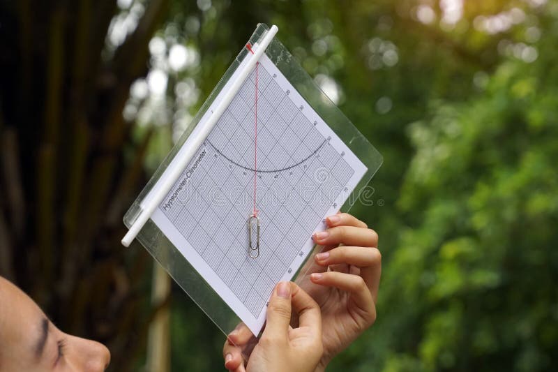 A Simple Clinometer Made from Paper Stock Photo - Image of forest ...