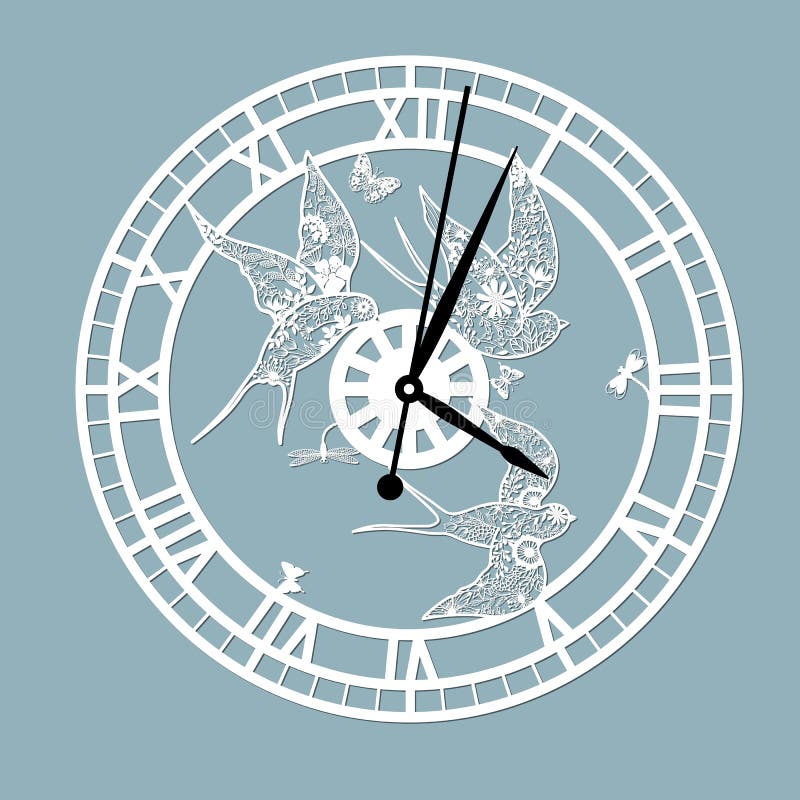 Simple Clock Face with Roman Numerals. Vector Template for Laser Cut ...