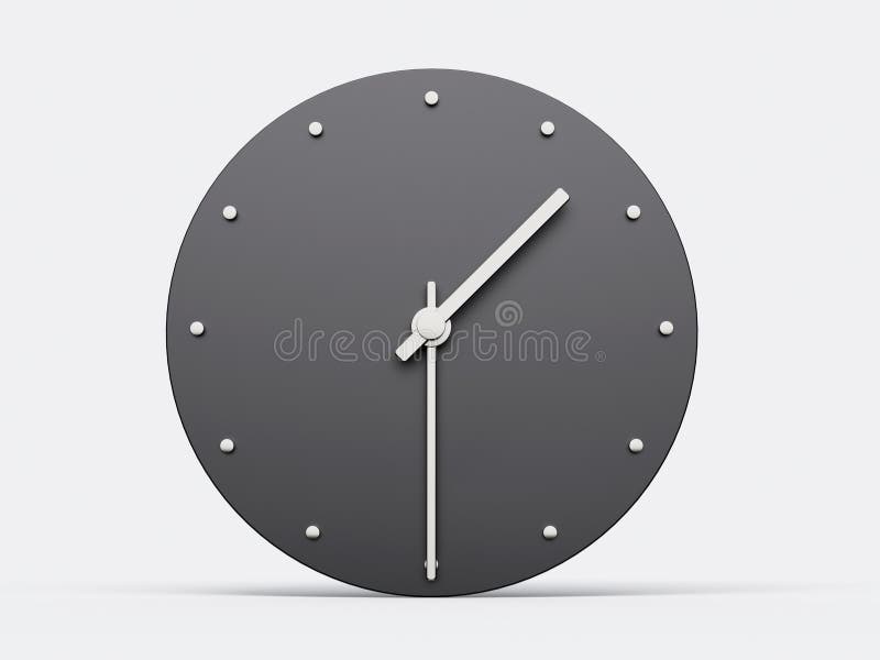 Simple Clock Gray 1:30 Half Past One O Clock Modern Minimal Clock. 3D ...
