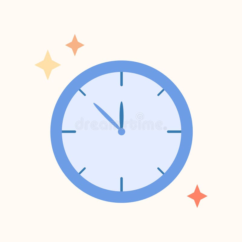 Simple Clock with Hands and Stars. Vector Illustration Stock Vector ...