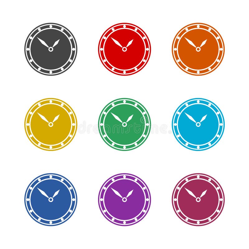 Simple Clock Icon, Color Set Isolated on White Stock Vector ...