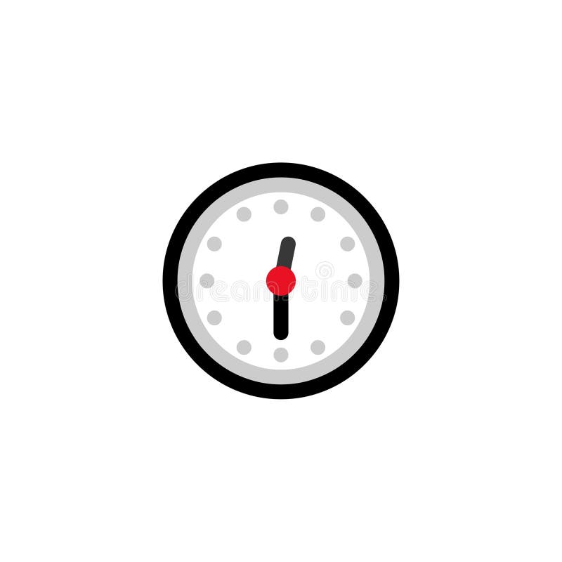 Simple Clock Icon Showing One OClock Stock Illustration - Illustration ...