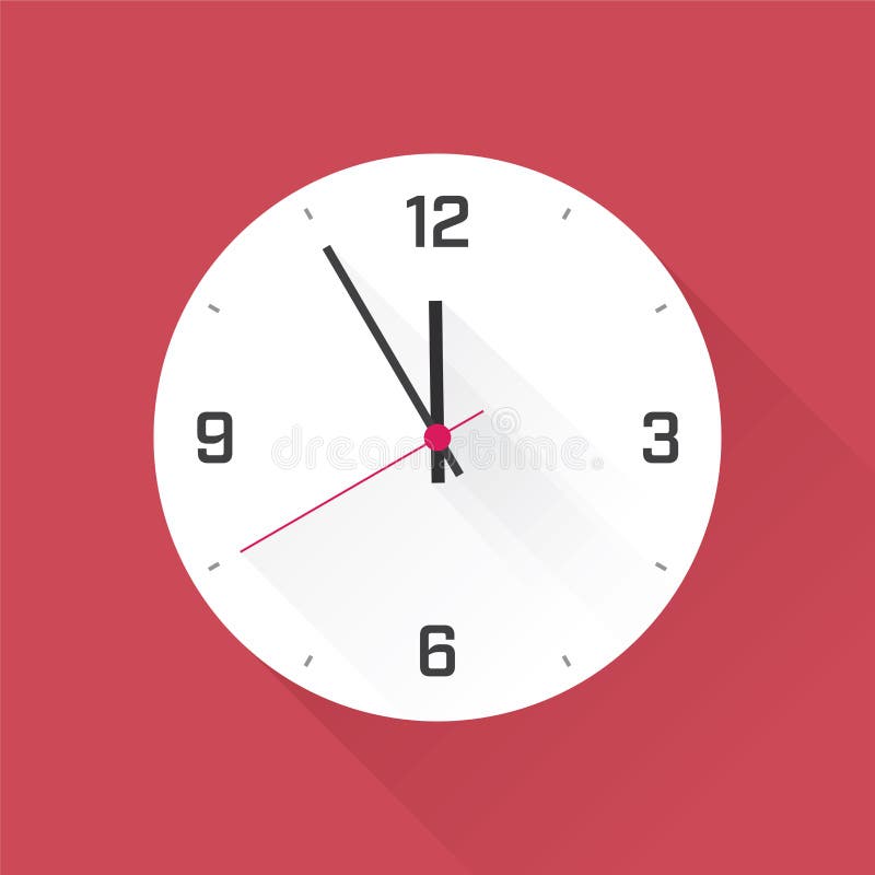 Simple Clock on the Red Wall Stock Vector - Illustration of minute ...