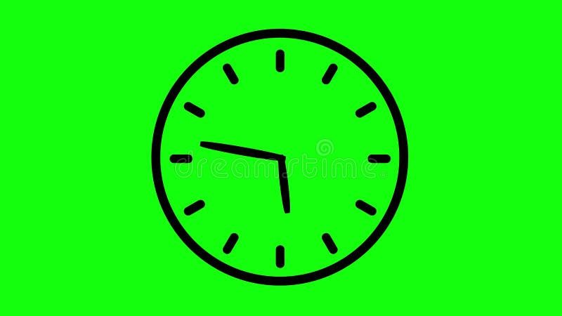 Simple Clock Seamless Loop Animation on Green Screen Minutes and Hours ...