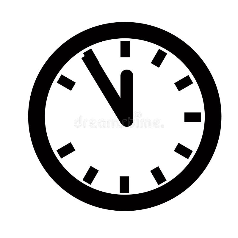 Simple Clock Showing the Time 11:55 Stock Illustration - Illustration ...