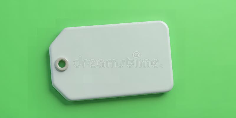 A Simple Close Up Shot of a Blank White Tag with a Grommet on a Green ...