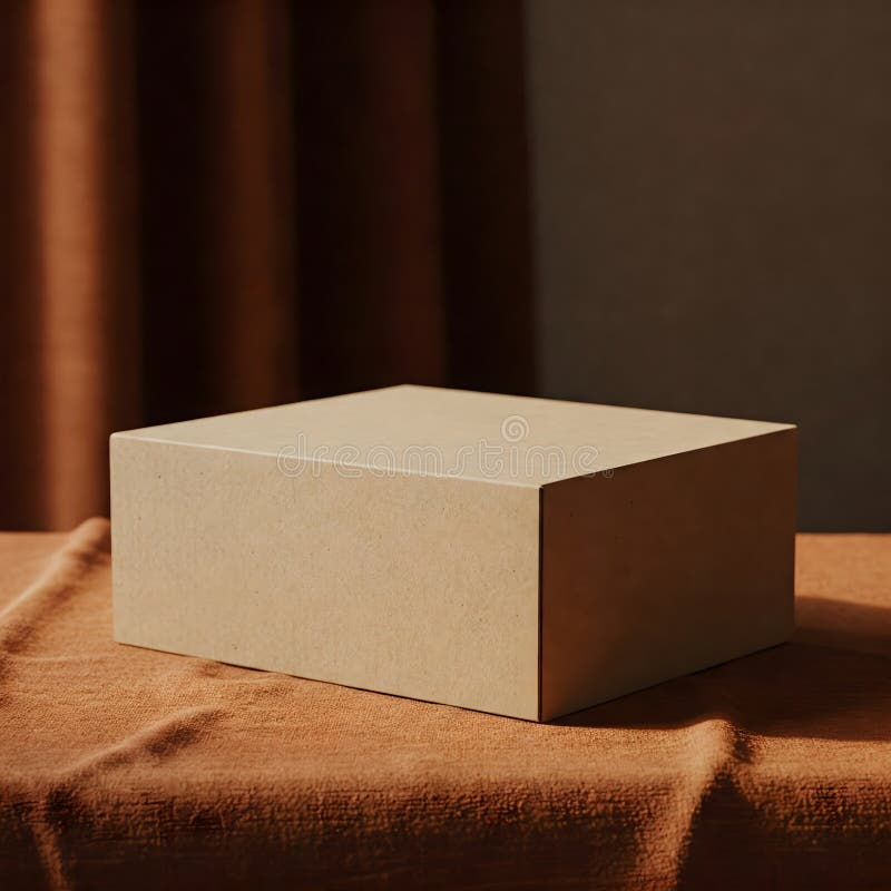 Simple Closed Brown Rectangular Cardboard Box on a Textured Brown ...