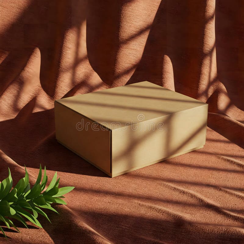 Simple Closed Brown Square Cardboard Box on a Textured Rust-colored ...