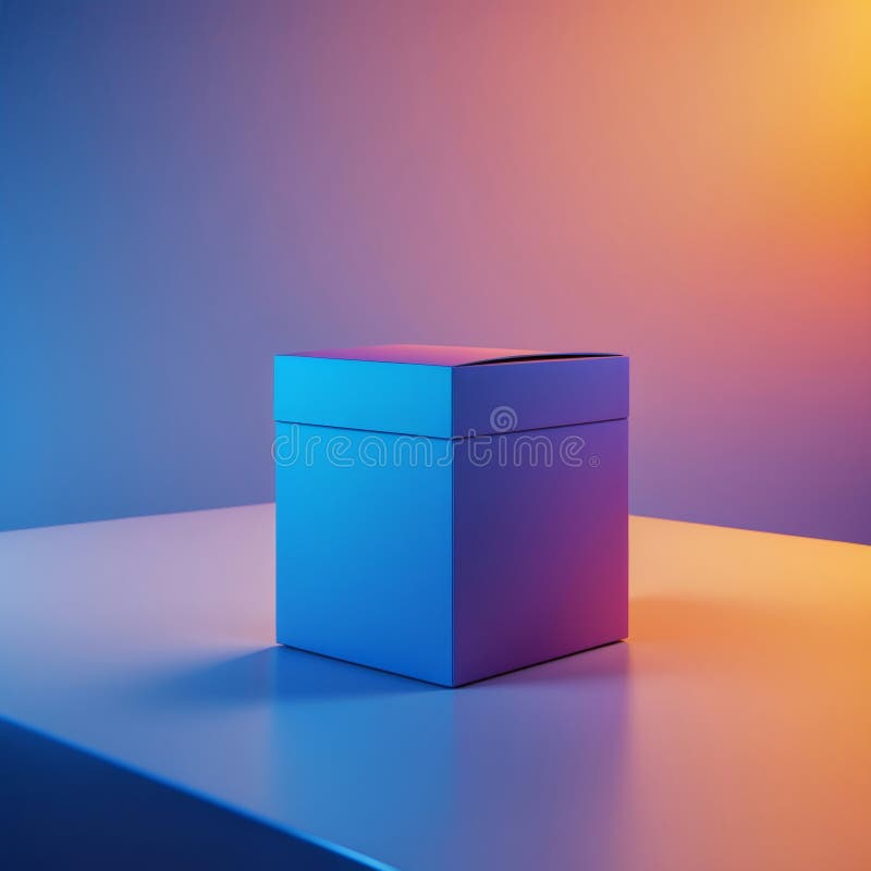 A Simple, Closed Cube-shaped Box Sits on a Surface Bathed in Vibrant ...