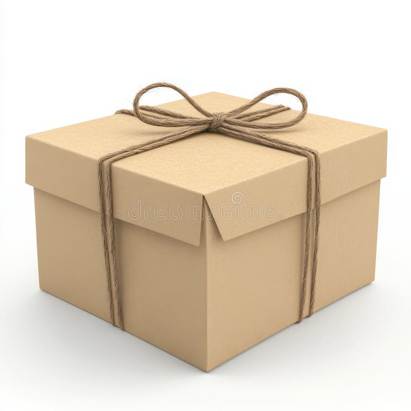 A Simple, Closed Gift Box Tied with Twine, Symbolizing Surprise and ...