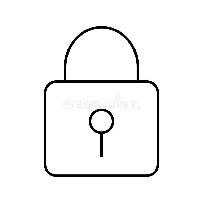 Simple Closed Padlock Icon with Keyhole. Minimal Line Style Security ...