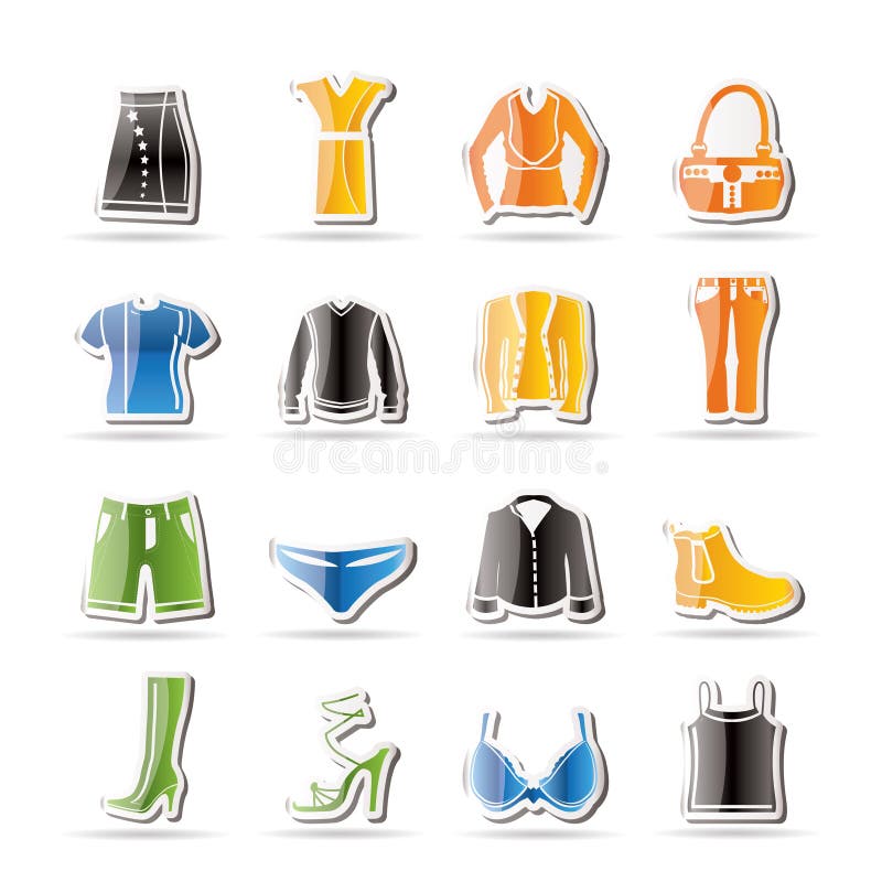 Simple Clothing and Dress Icons Stock Vector - Illustration of chemise ...