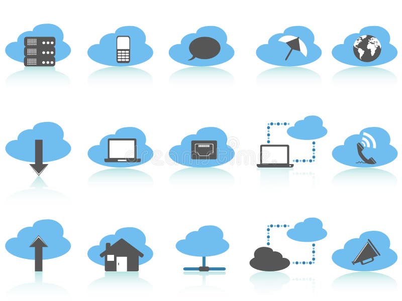 Simple Cloud Computing Icons Set,blue Series Stock Vector ...
