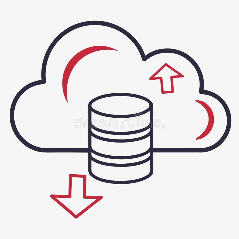Simple Cloud Data Storage and Database Vector Graphic Stock Vector - Illustration of design ...