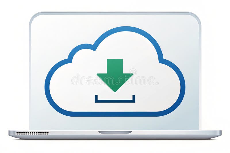 Cloud Download Icon Isolated on White. a Cloud Download Icon Isolated ...