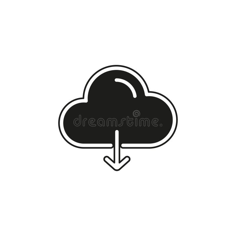 Simple Cloud Download Vector Icon Stock Vector - Illustration of ...