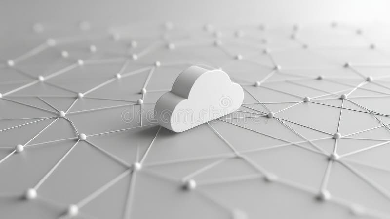 Simple Cloud Icon Centered on a Network Design, Representing Cloud ...
