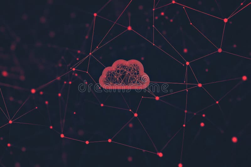 Simple Cloud Icon Positioned Centrally Amidst a Network of ...