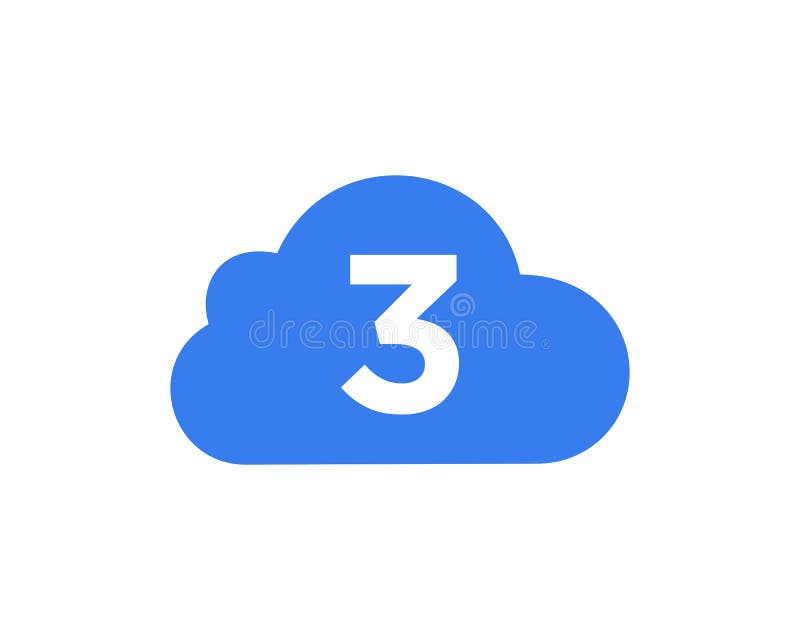 Simple Cloud Logo Design on 3 Letter. Letter 3 Cloud Logo Vector ...