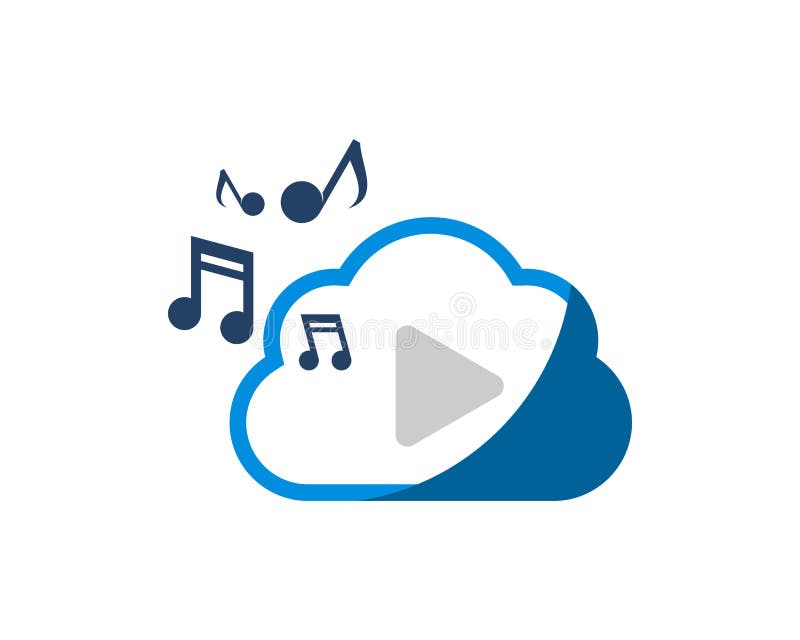Simple Cloud with Media Play Button and Music Note Inside Stock ...