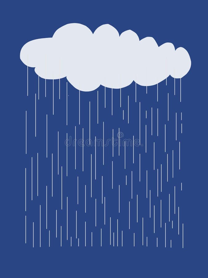 Simple Cloud and Rainy Illustrations with Blue Backgrounds. Stock ...