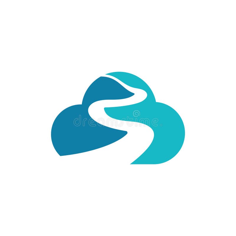 Simple Cloud Sky and River, Logo Design Inspiration. Stock Illustration ...