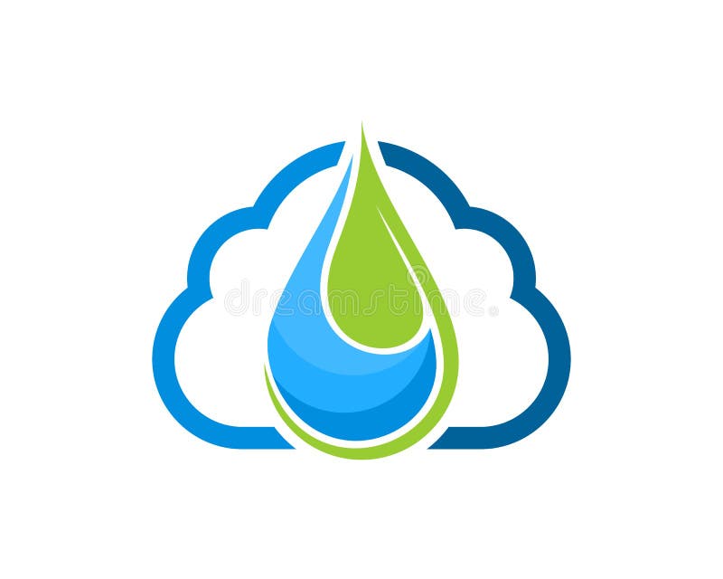 Simple Cloud with Water Drop and Half of Leaf Inside Stock Illustration ...