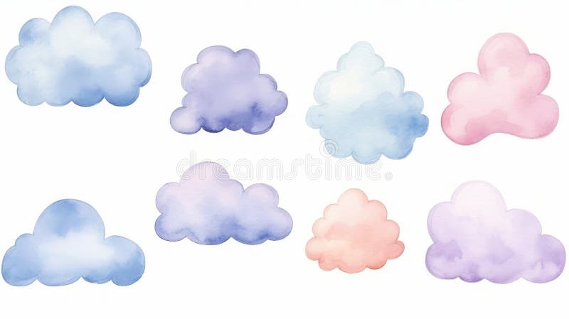 Simple Clouds Collection in Pastel Colors AI Generated Stock ...