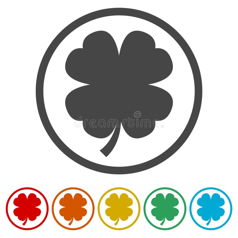Simple Clover with Four Leaves, 6 Colors Included Stock Vector ...