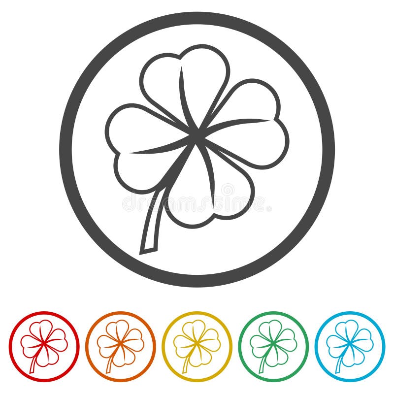 Simple Clover with Four Leaves, 6 Colors Included Stock Vector ...