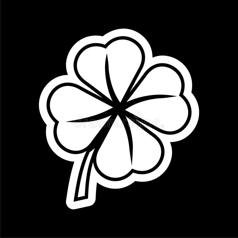 Simple Clover with Four Leaves Icon on Dark Background Stock Vector ...
