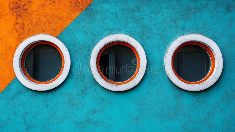 Simple Cobalt Blue Structures Featuring Round Windows Stock Photo ...