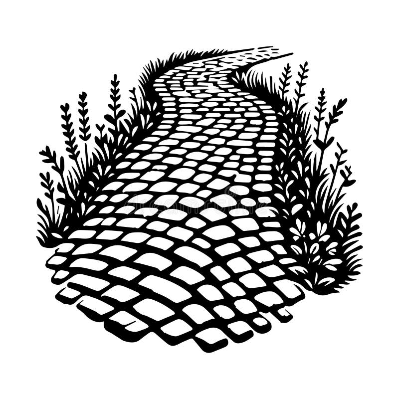 Cobblestone Road Vector Icon Vintage Retro Logo Illustration Stock ...