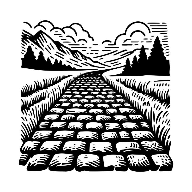 Cobblestone Road Vector Icon Vintage Retro Logo Illustration Stock ...